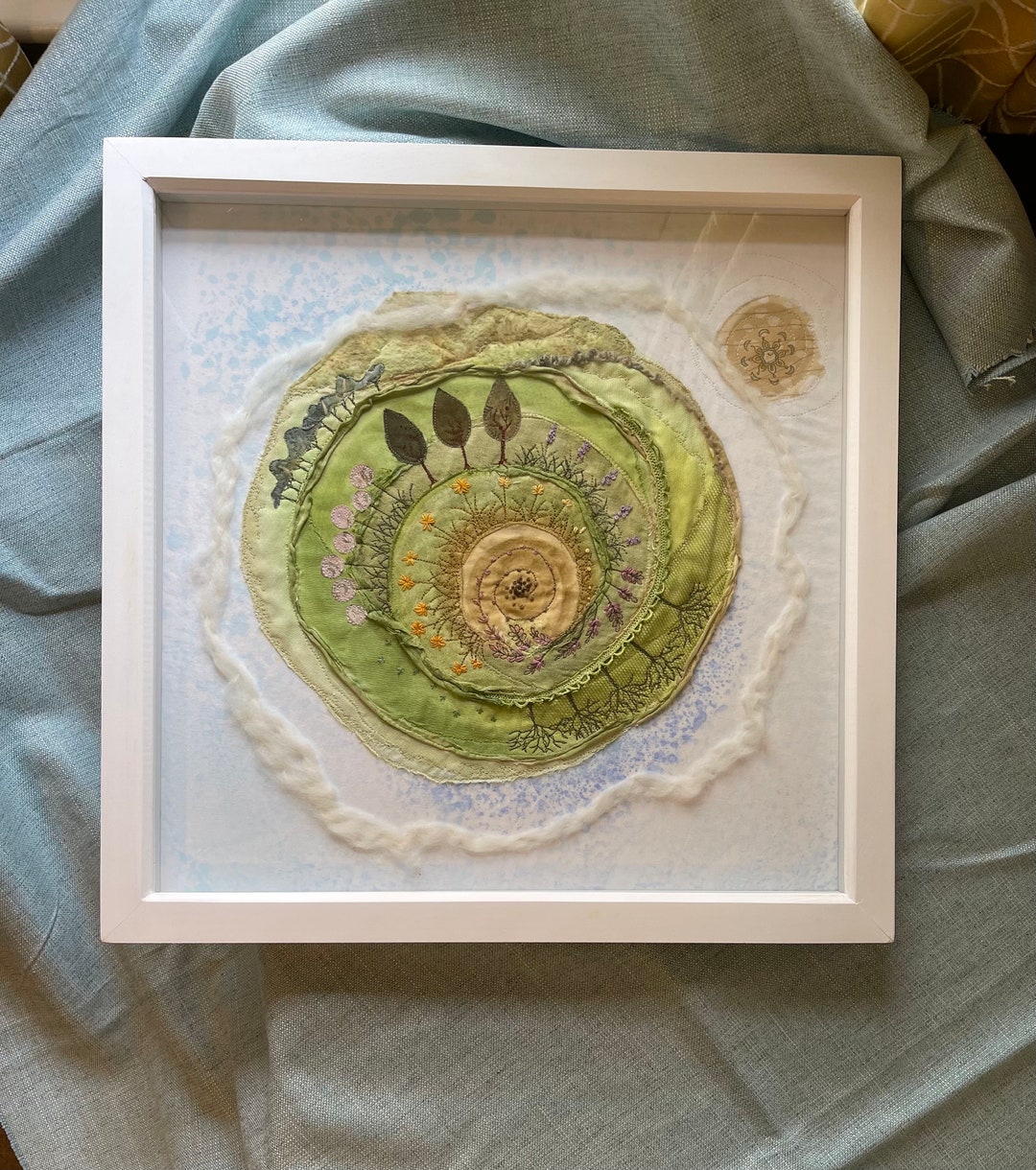 Unique Spiral Landscape, Circular Wild Meadow Textile Art - Etsy