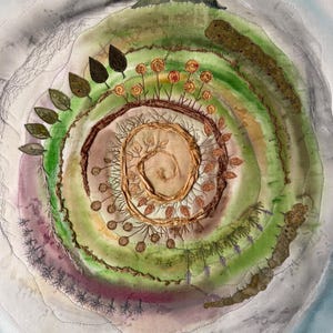Unique Spiral Landscape, Circular Wild Meadow Textile Art - Etsy