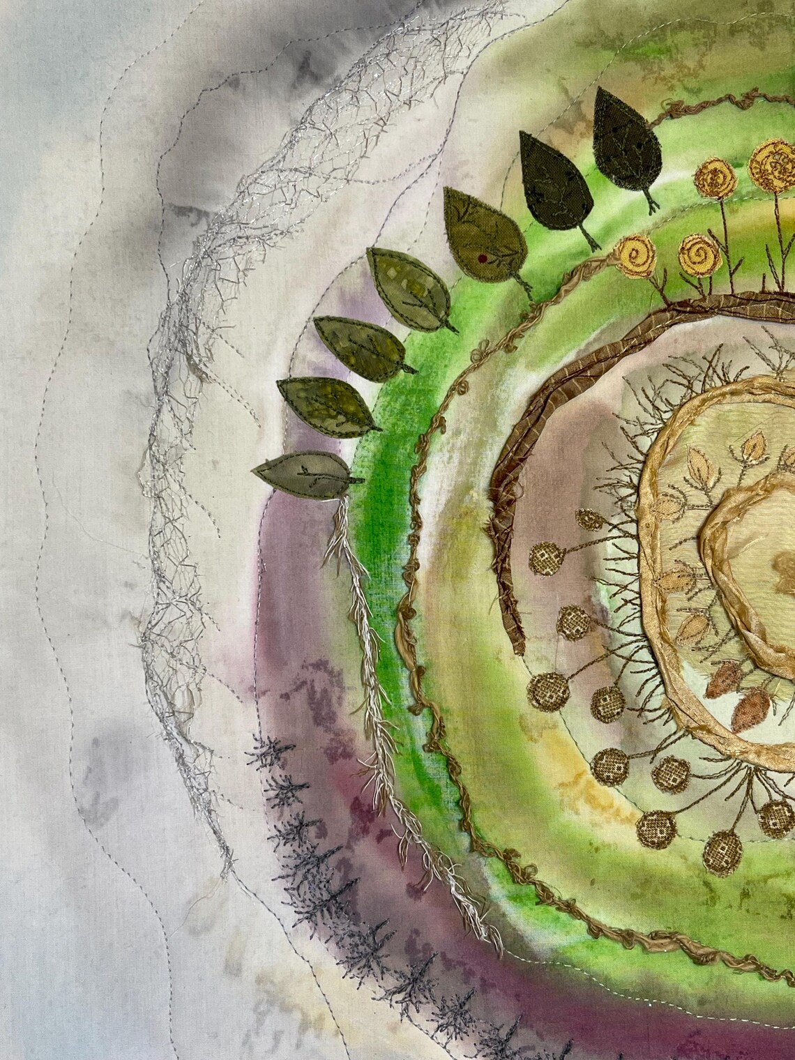 Unique Spiral Landscape, Circular Wild Meadow Textile Art - Etsy