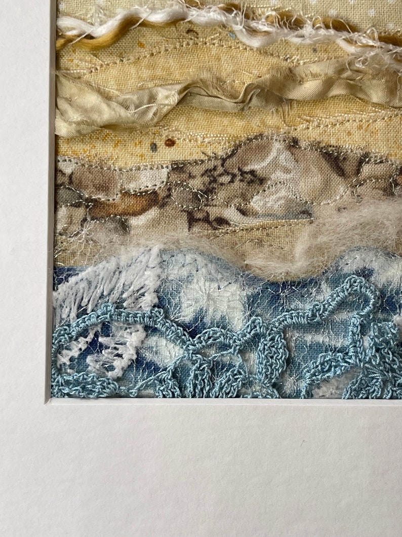Coastal Textile Art, Framed Seascape, Ocean Collage and Appliqué - Etsy UK