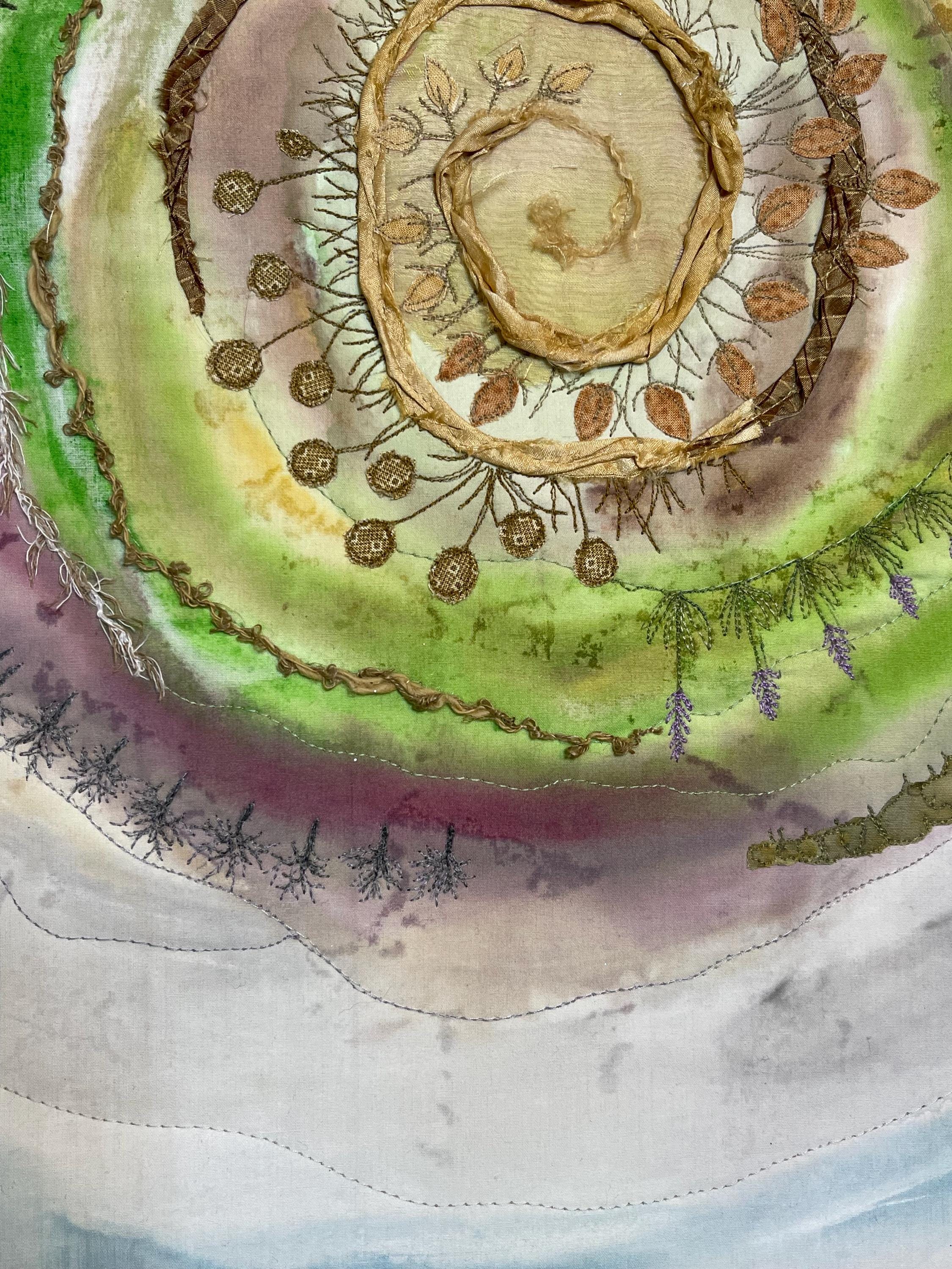 Unique Spiral Landscape, Circular Wild Meadow Textile Art - Etsy