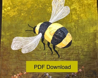 Bee Mini Quilt Pattern PDF, Honey Bee Fabric Collage Applique - Etsy