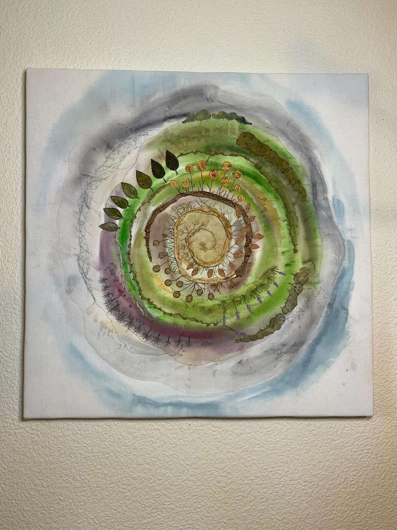 Unique Spiral Landscape, Circular Wild Meadow Textile Art - Etsy