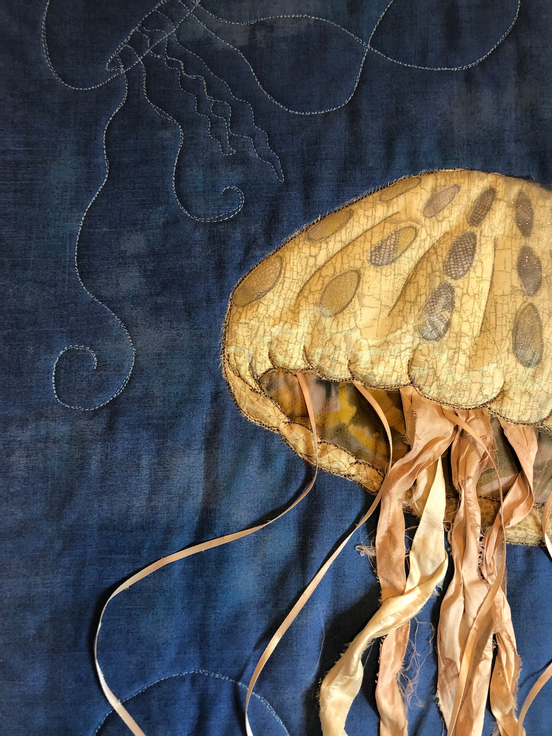 Textile Art Quilt of Jellyfish, Ocean Sea Creatures Wall Hanging - Etsy