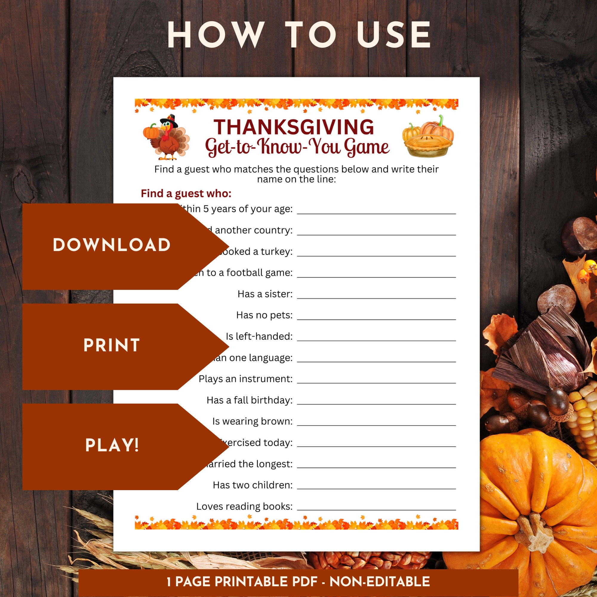 Thanksgiving Get-to-know-you Game for Kids, Icebreaker Printable - Etsy