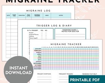 Migraine Tracker Printable PDF Headache Diary Migraine Journal Medical ...