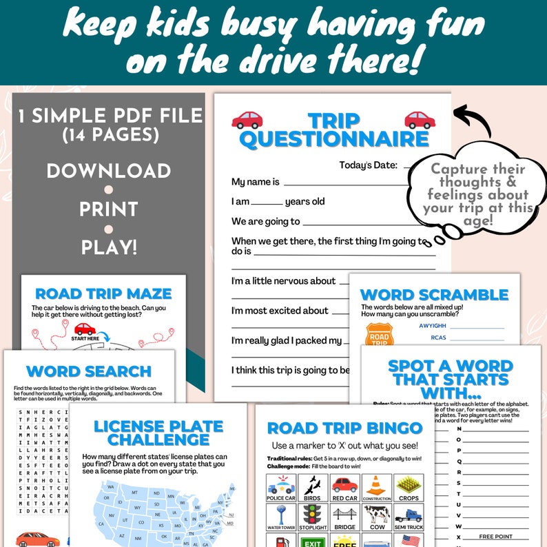 Road Trip Activity Bundle for Kids - Etsy