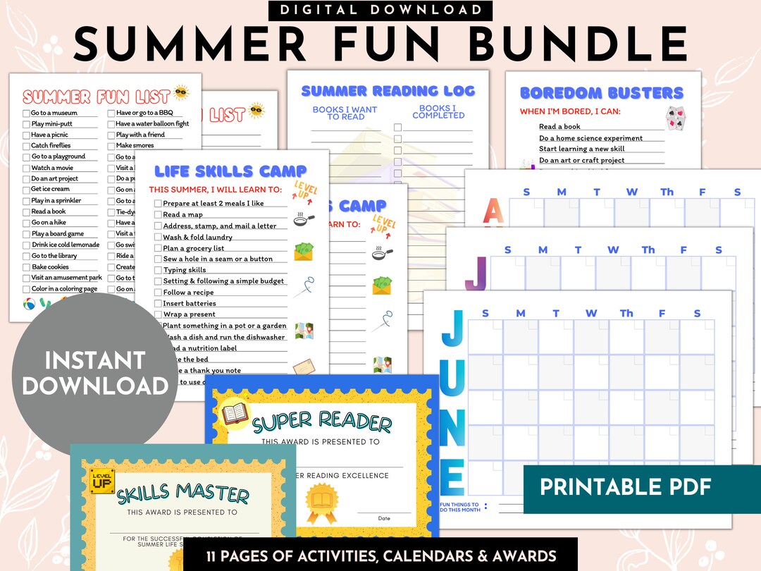 Summer Fun Bundle of Activities for Kids - Etsy