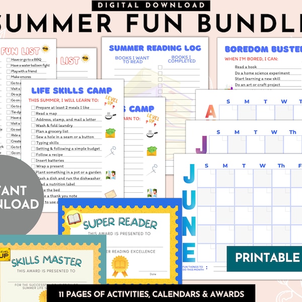 Summer of Fun Calendar - Etsy