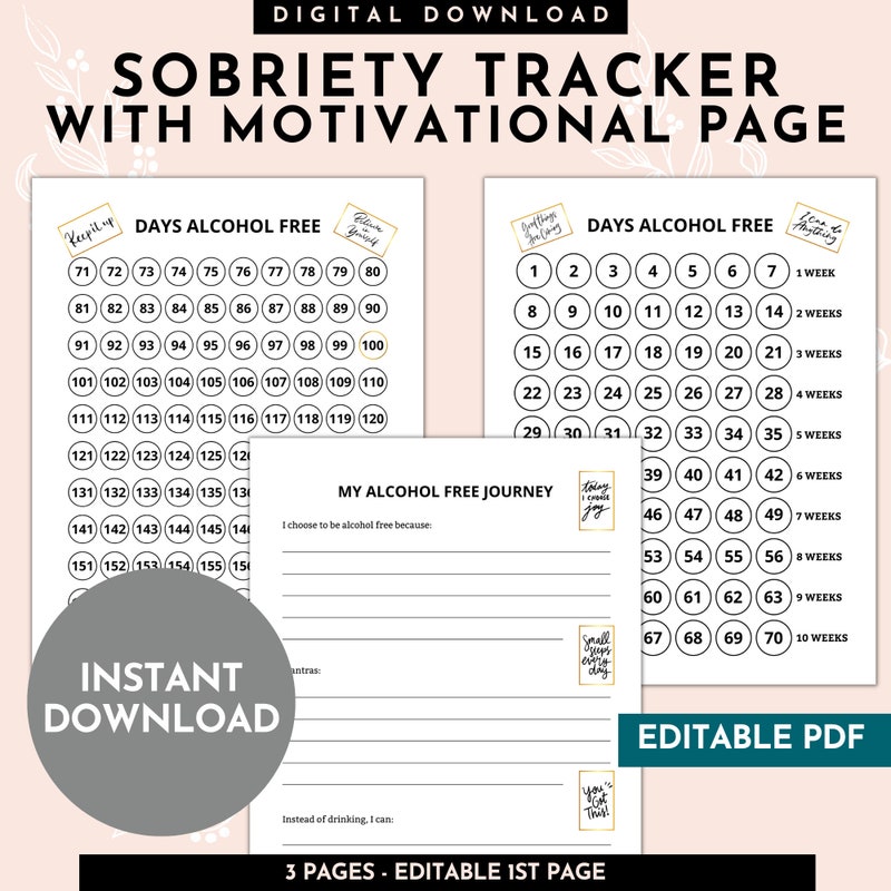 Printable Sobriety Calendar - Etsy