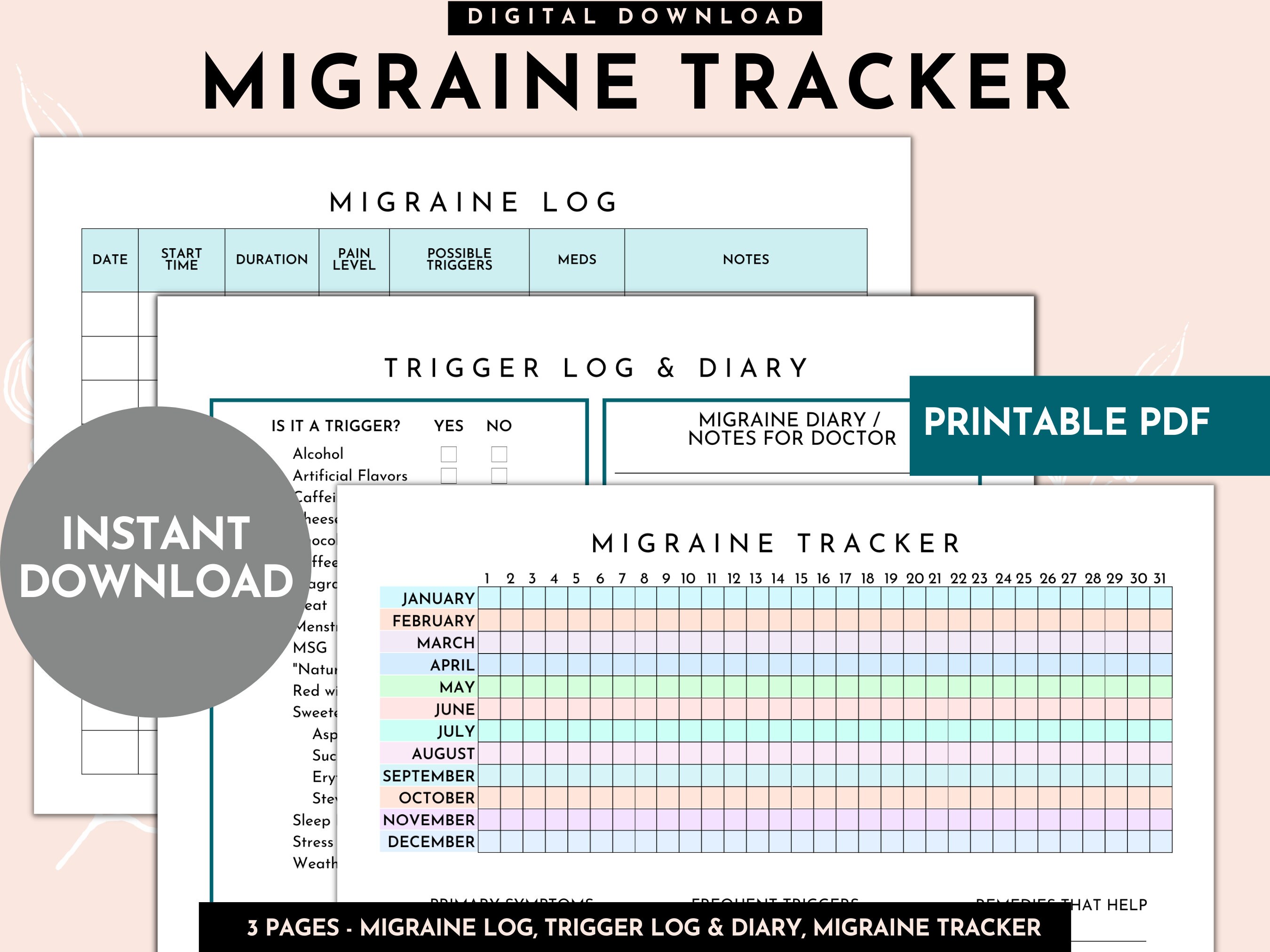 Migraine Tracker Printable - Etsy