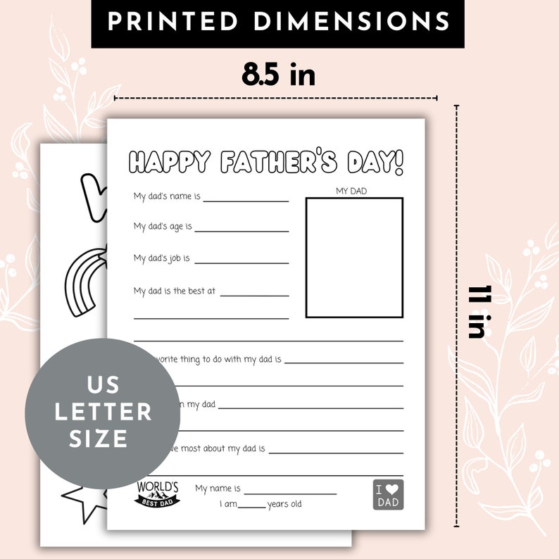 Father's Day Questionnaire Activity Sheet for Kids - Etsy