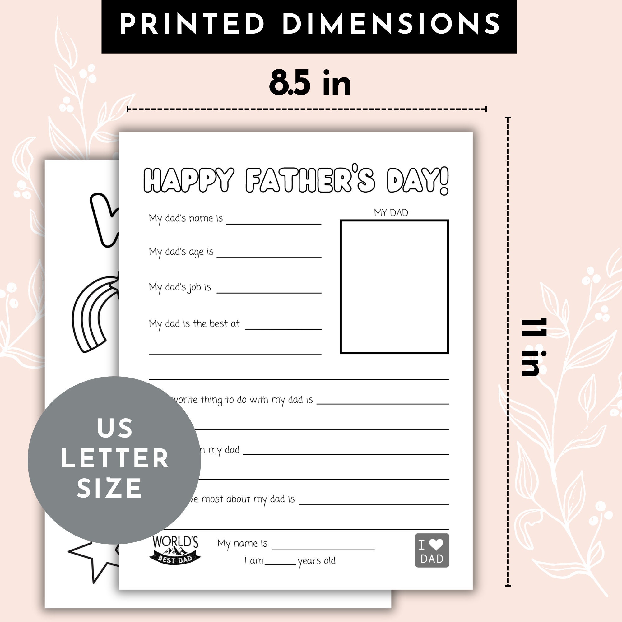 Father's Day Questionnaire Activity Sheet for Kids - Etsy