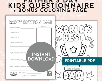 All About My Dad Printable Father's Day Questionnaire All About Dad Dad ...