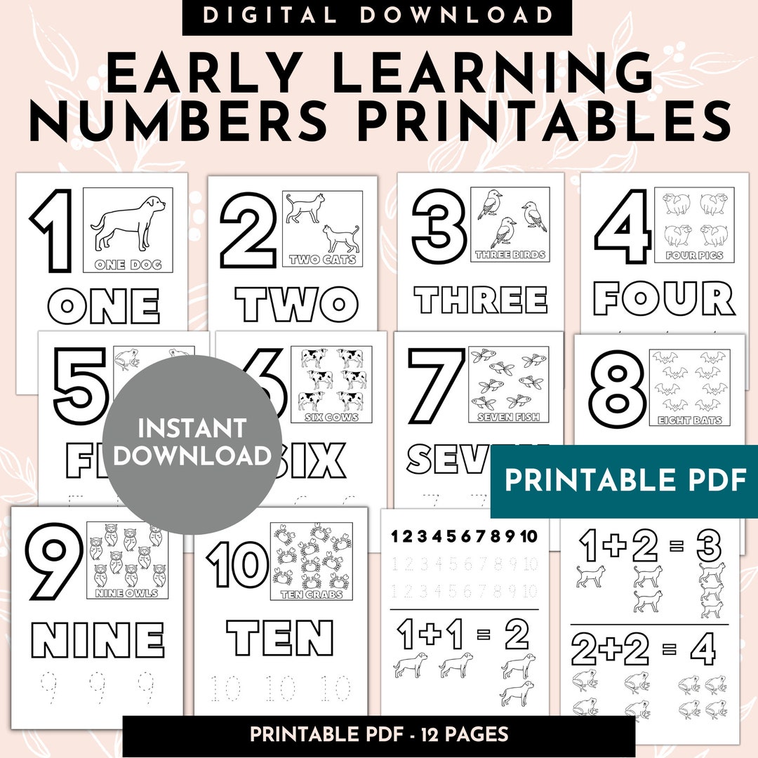 Early Learning Numbers Printable Set - Etsy