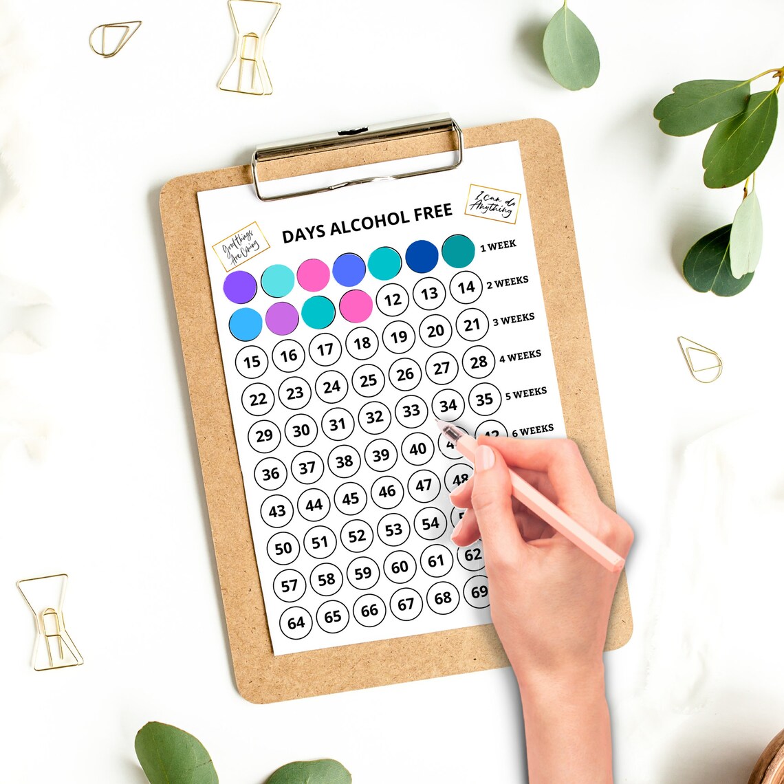 Sobriety Tracker Printable Sheets + Motivational Page - Etsy