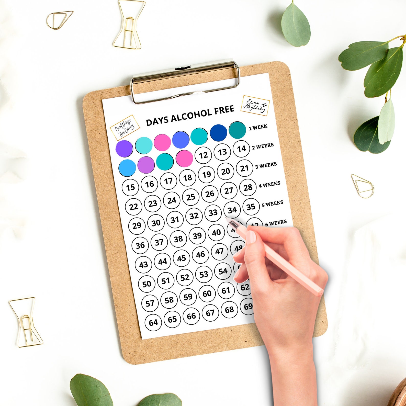 Sobriety Tracker Printable Sheets + Motivational Page - Etsy