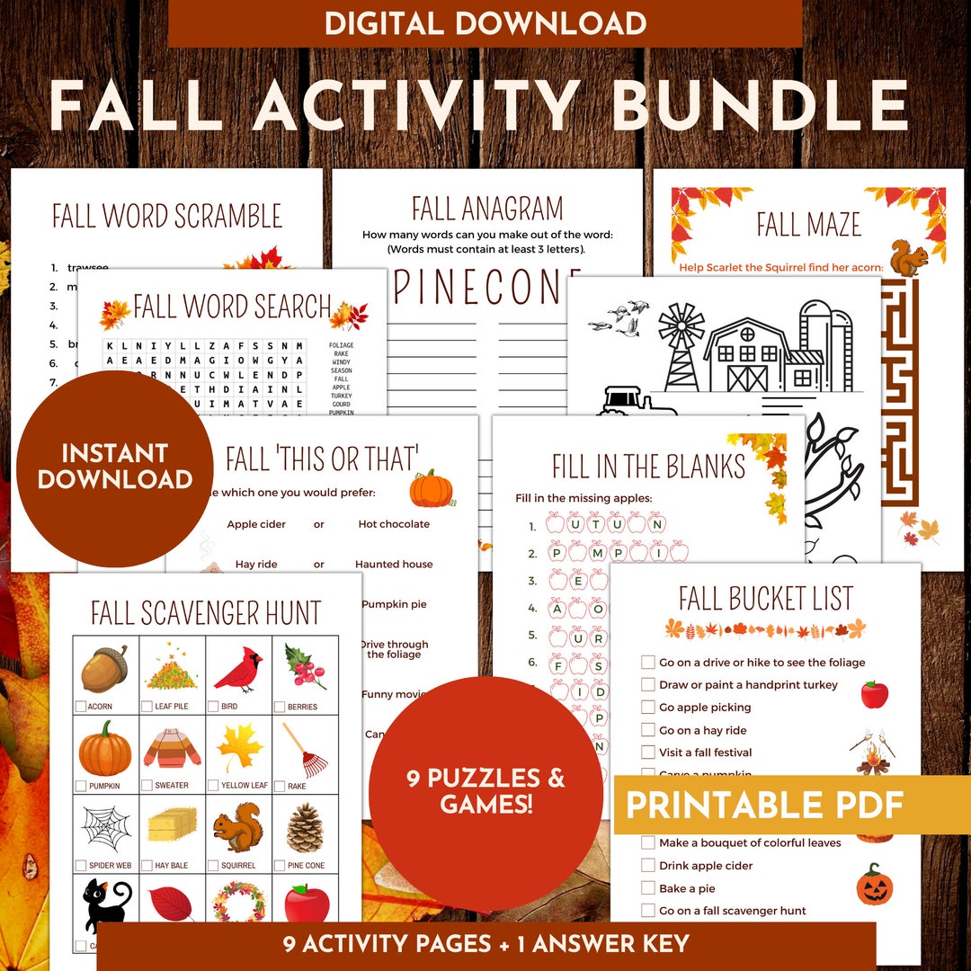 Fall Activity Bundle for Kids' Autumn Fun - Etsy