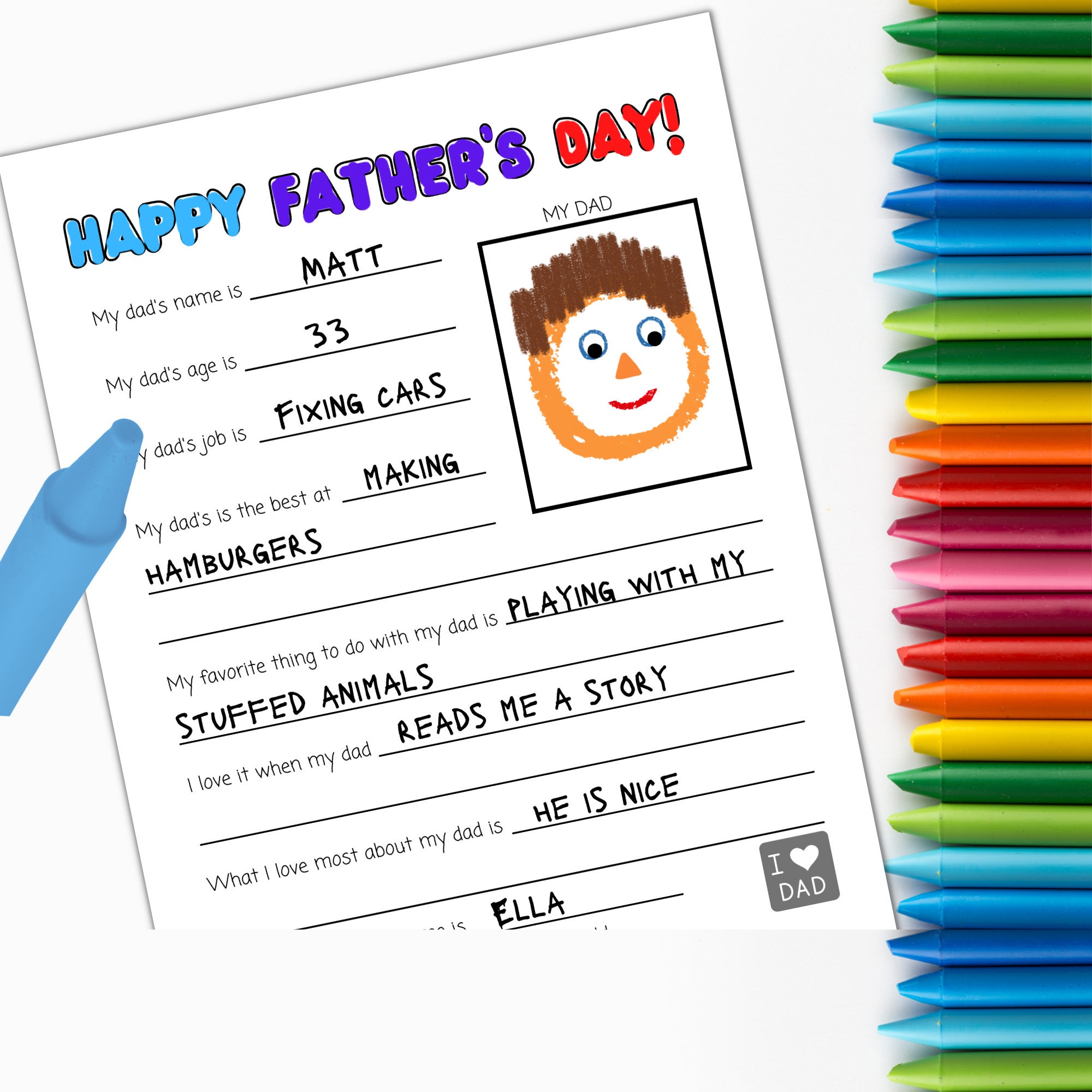 Father's Day Questionnaire Activity Sheet for Kids - Etsy Australia