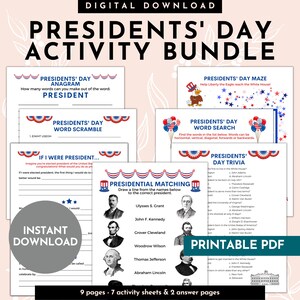 Presidents' Day Activity Bundle - Printable Games, Puzzles and ...