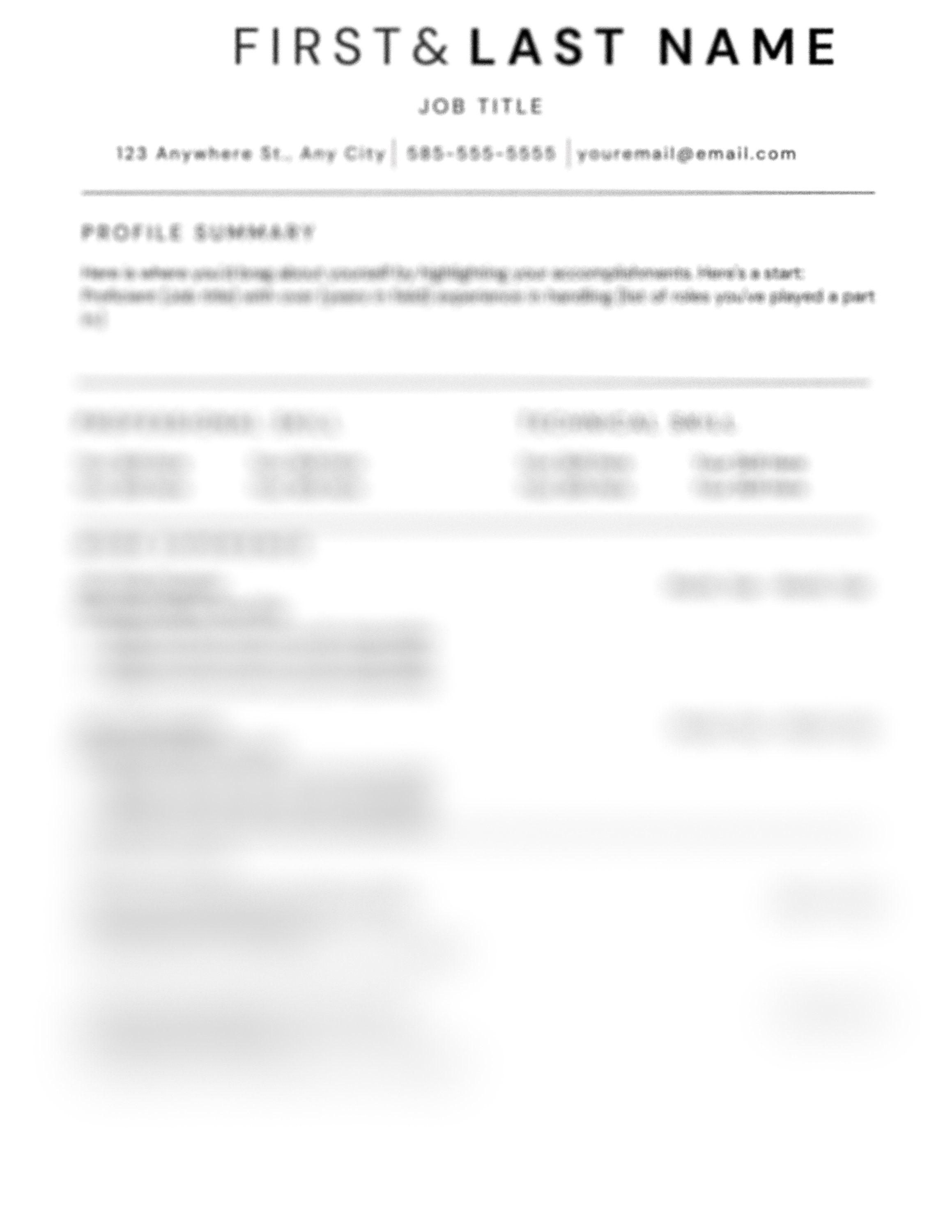 Profile Resume Editable Download, Resume for Beginners, Basic Resume ...