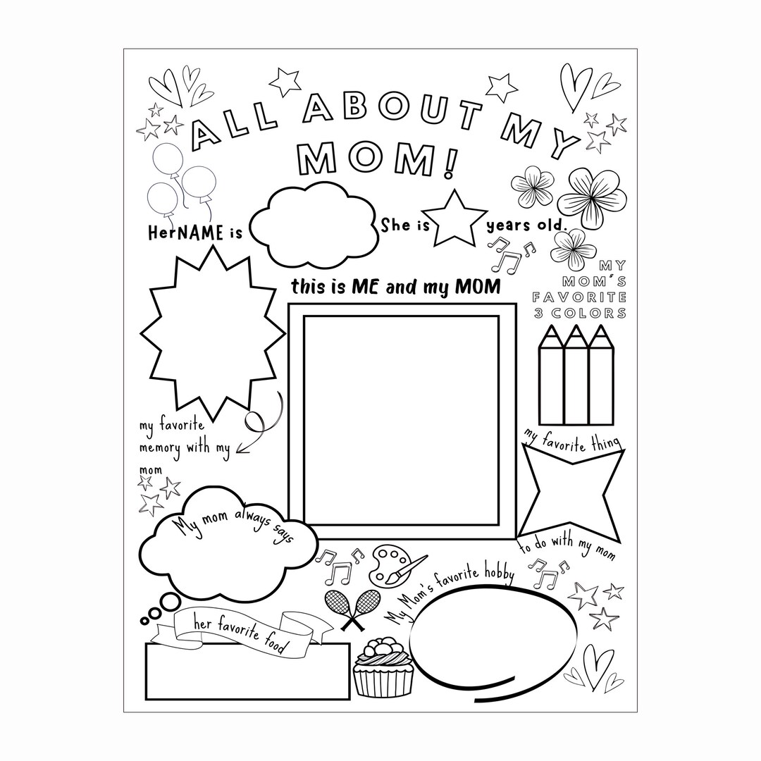 All About My Mom Printable, Mothers Day Gift, Mothers Day Printable ...