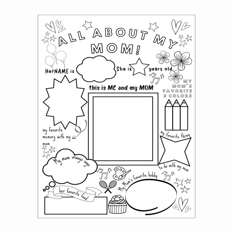 All About My Mom Printable, Mothers Day Gift, Mothers Day Printable ...