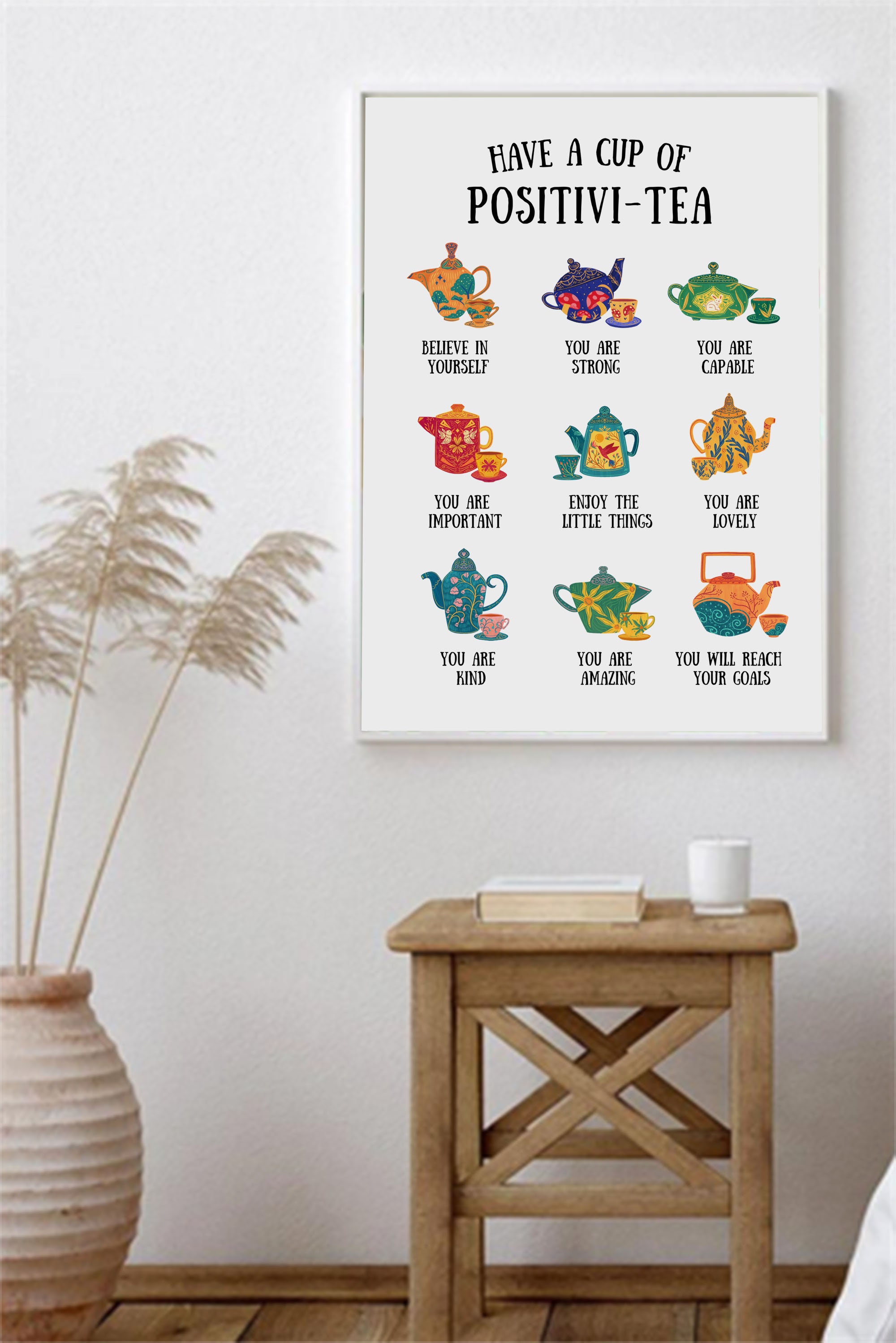 Positivitea Positive Affirmations Wall Art Positivity Affirmation ...