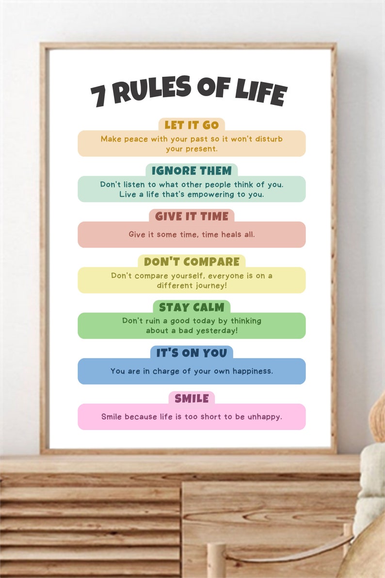 7 Rules of Life Poster Daily Affirmations Poster Download - Etsy