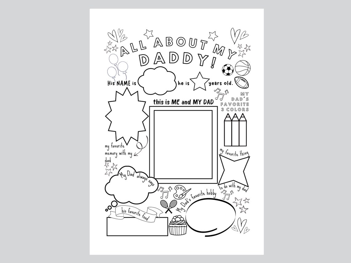 Printable All About My Dad Fill in the Blank Gift, Funny Fathers Day ...