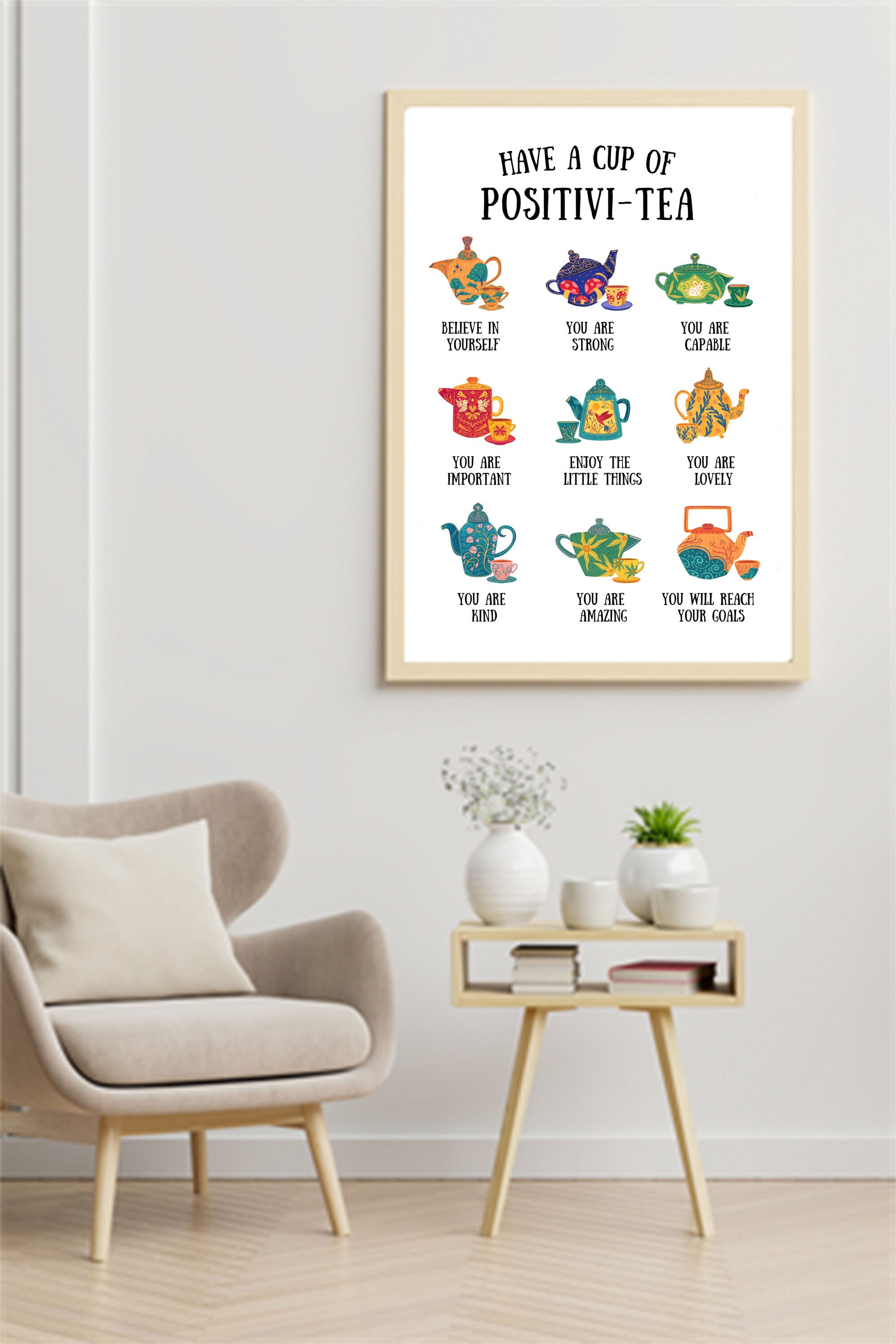 Positivitea Positive Affirmations Wall Art Positivity Affirmation ...