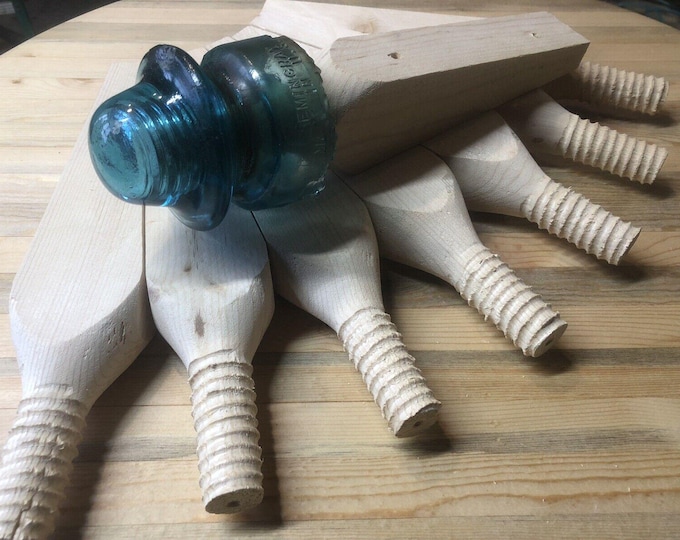 8 Pack of Wood Insulator Pins Pegs / Wooden Mounts for Glass Insulators ...