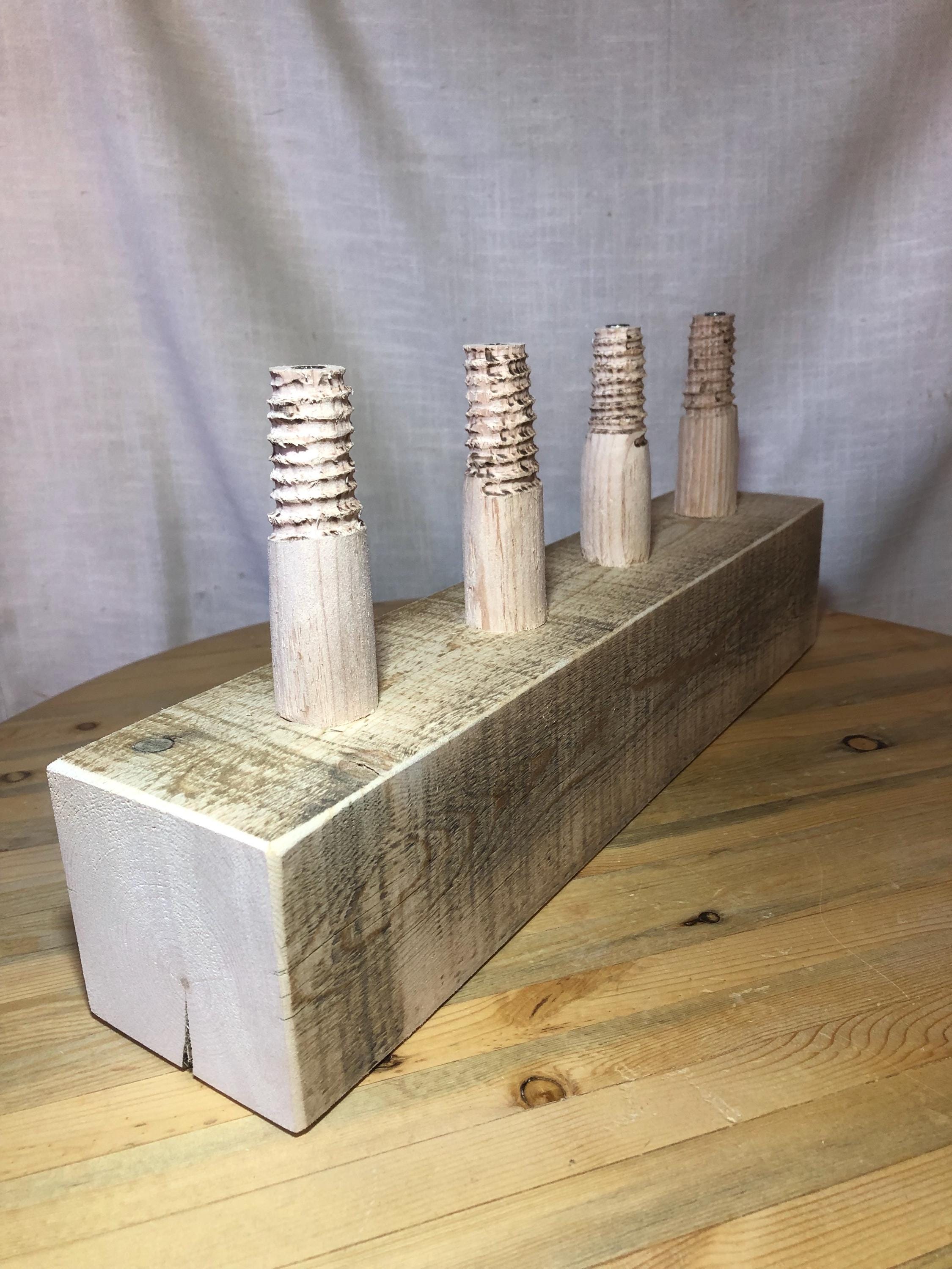 Wooden Glass Insulator Display Stand – 4 Peg Holder on Solid 4x4 Base ...