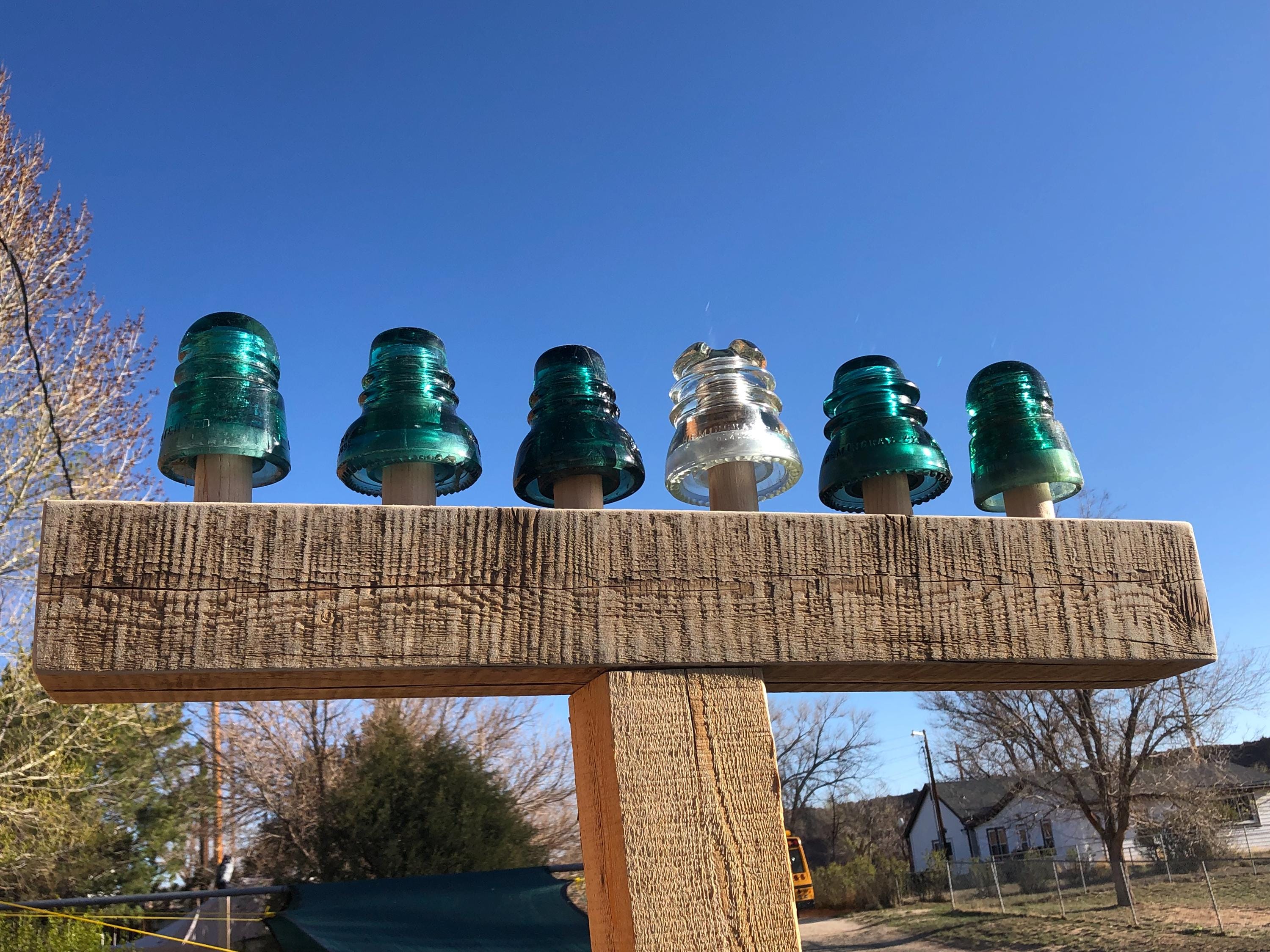 Wooden Glass Insulator Display Stand – 6 Peg Mount on 4x4 Base Handmade ...