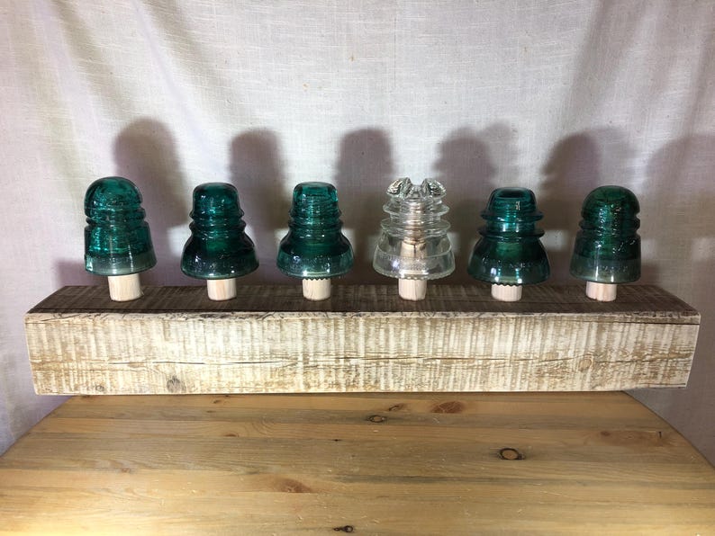 Wooden Glass Insulator Display Stand – 6 Peg Mount on 4x4 Base Handmade ...