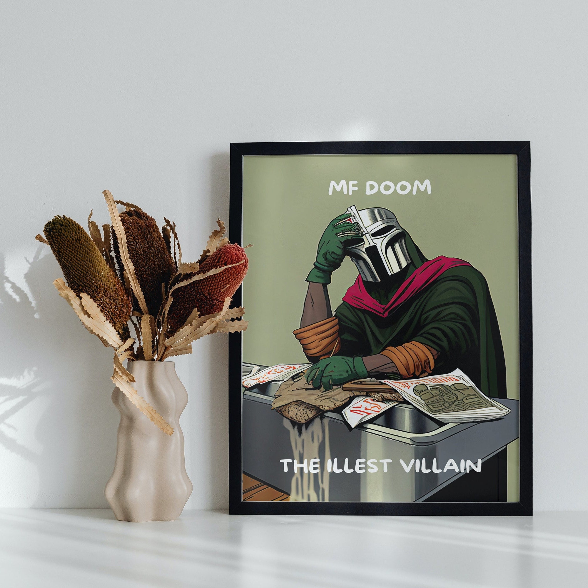 Modern Wall Art MF Doom Print Comic Book Rapper Print Bedroom Wall Art ...