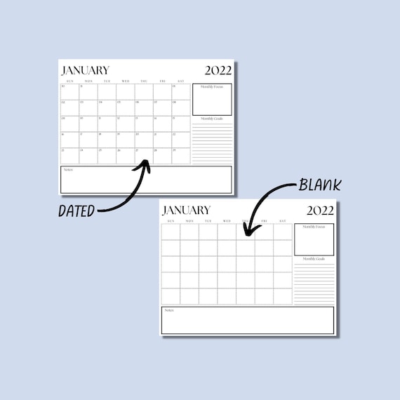 2022 BLANK & DATED Minimalist Calendar Planner Modern - Etsy
