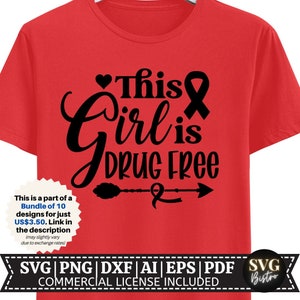Drug Free Girl SVG Red Ribbon Week SVG No to Drugs SVG Drug Free Svg ...