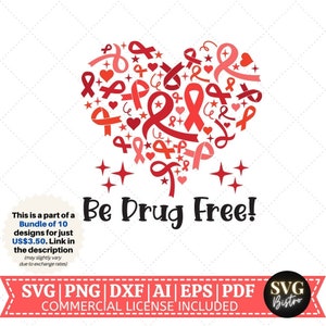 Be Drug Free SVG Red Ribbon Week SVG No to Drugs SVG Drug Free Svg Anti ...