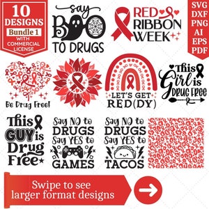 Red Ribbon Week SVG Bundle | No to Drugs SVG | Drug Free SVG | Anti ...