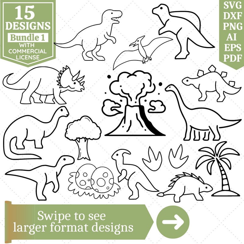 Simple Dinosaur Clipart - Etsy
