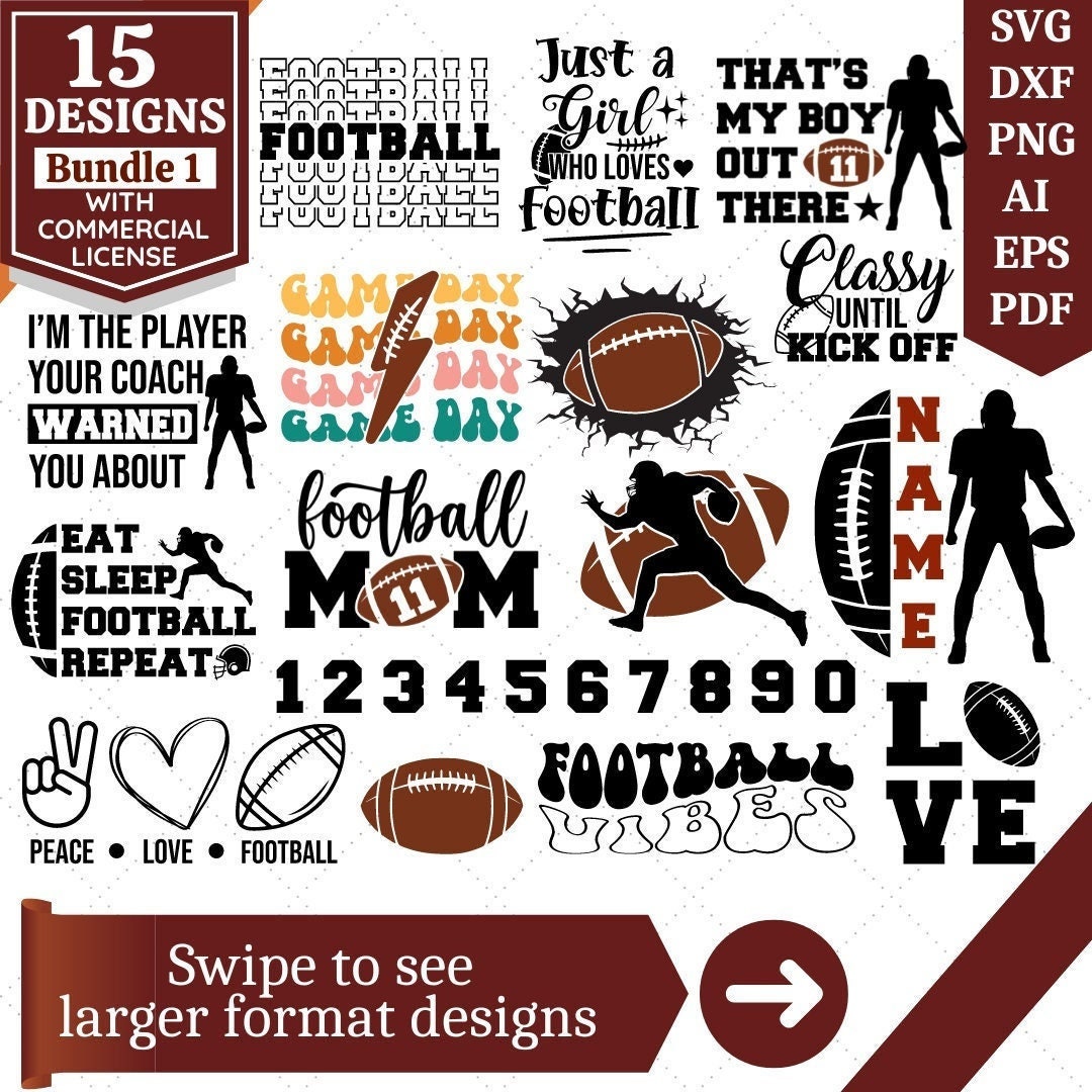 Football Svg Bundle Football Designs Svg Football Svg Etsy