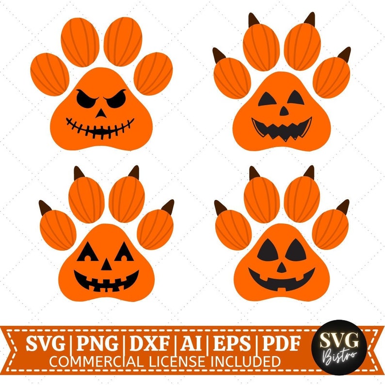 Halloween Paw Prints SVG Bundle Halloween SVG Paw SVG - Etsy