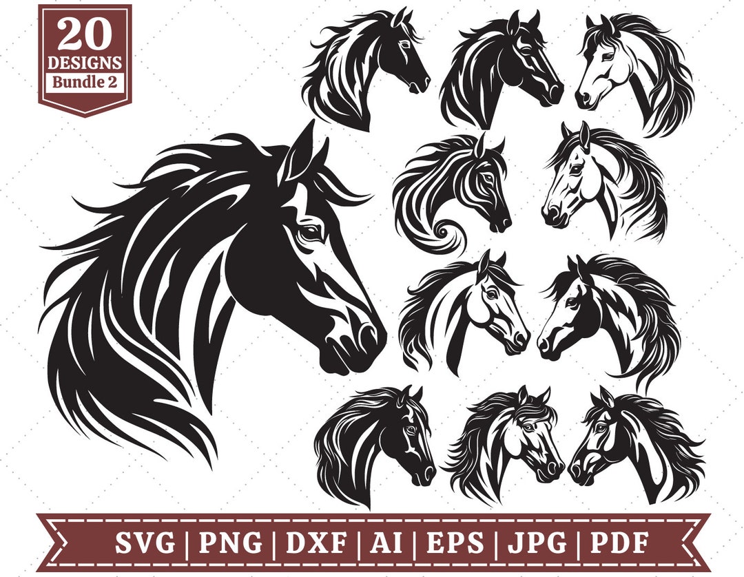 Horse Head SVG Bundle | Horse Silhouette SVG | Horse SVG | Horse Lover ...
