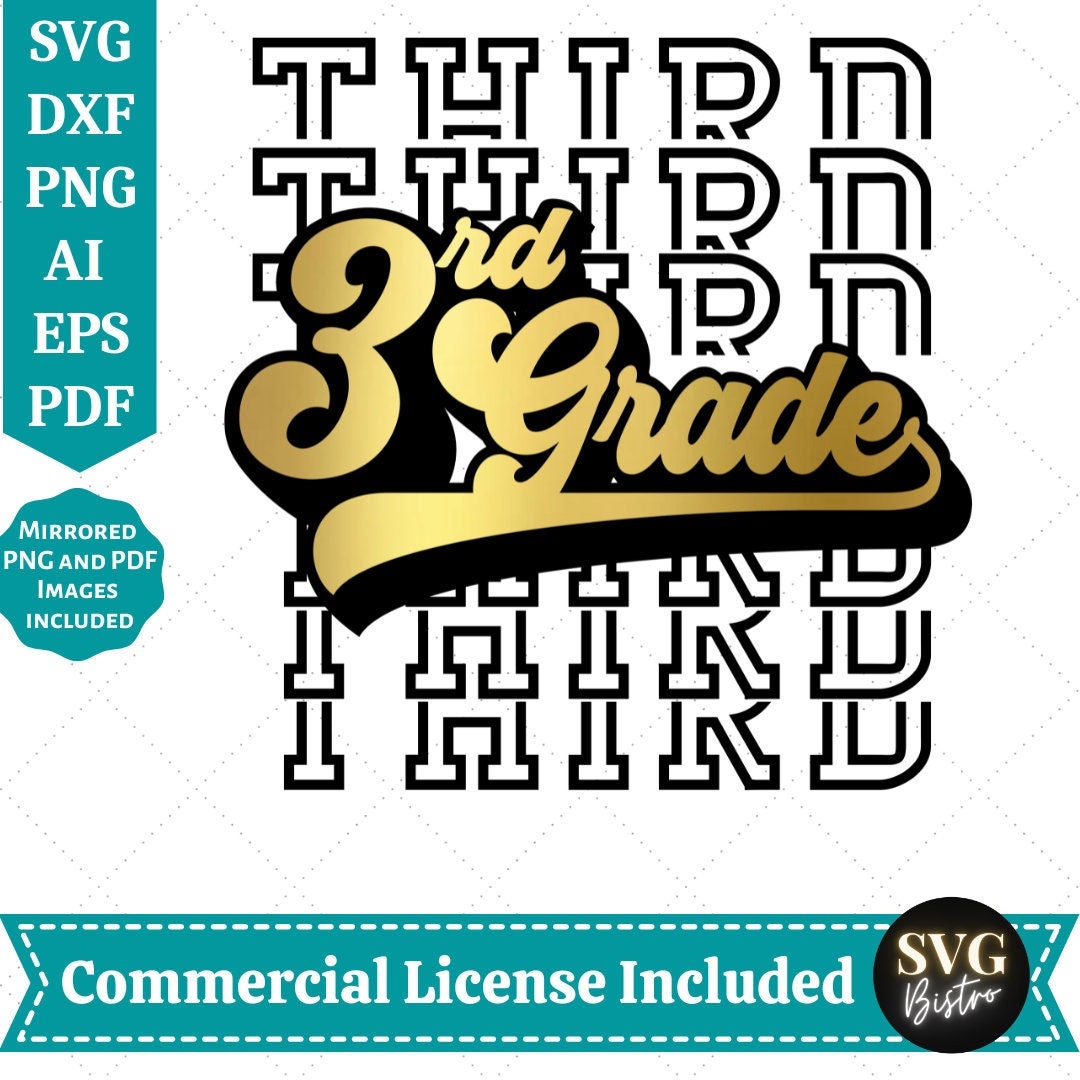 Third Grade SVG | Layered Retro SVG | Stacked SVG | Back to School Svg ...