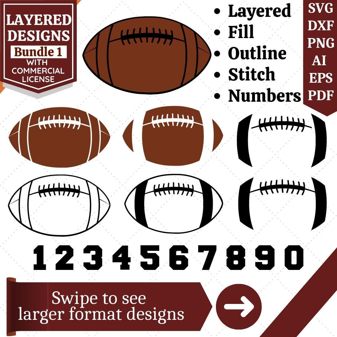 Layered Football SVG Bundle | Football Designs SVG | Football SVG ...