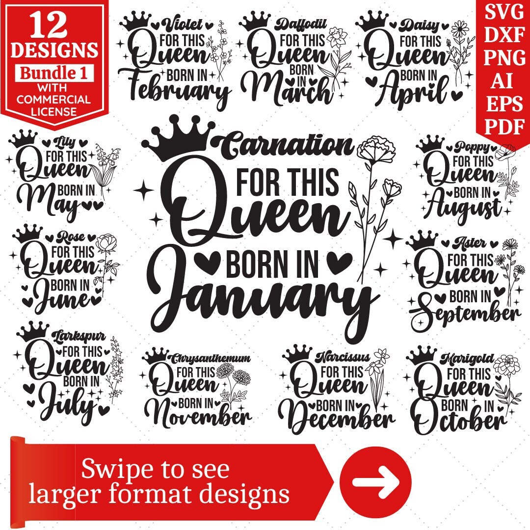 Birthday Month SVG Bundle | Birthday Flower Bundle | Happy Birthday SVG ...