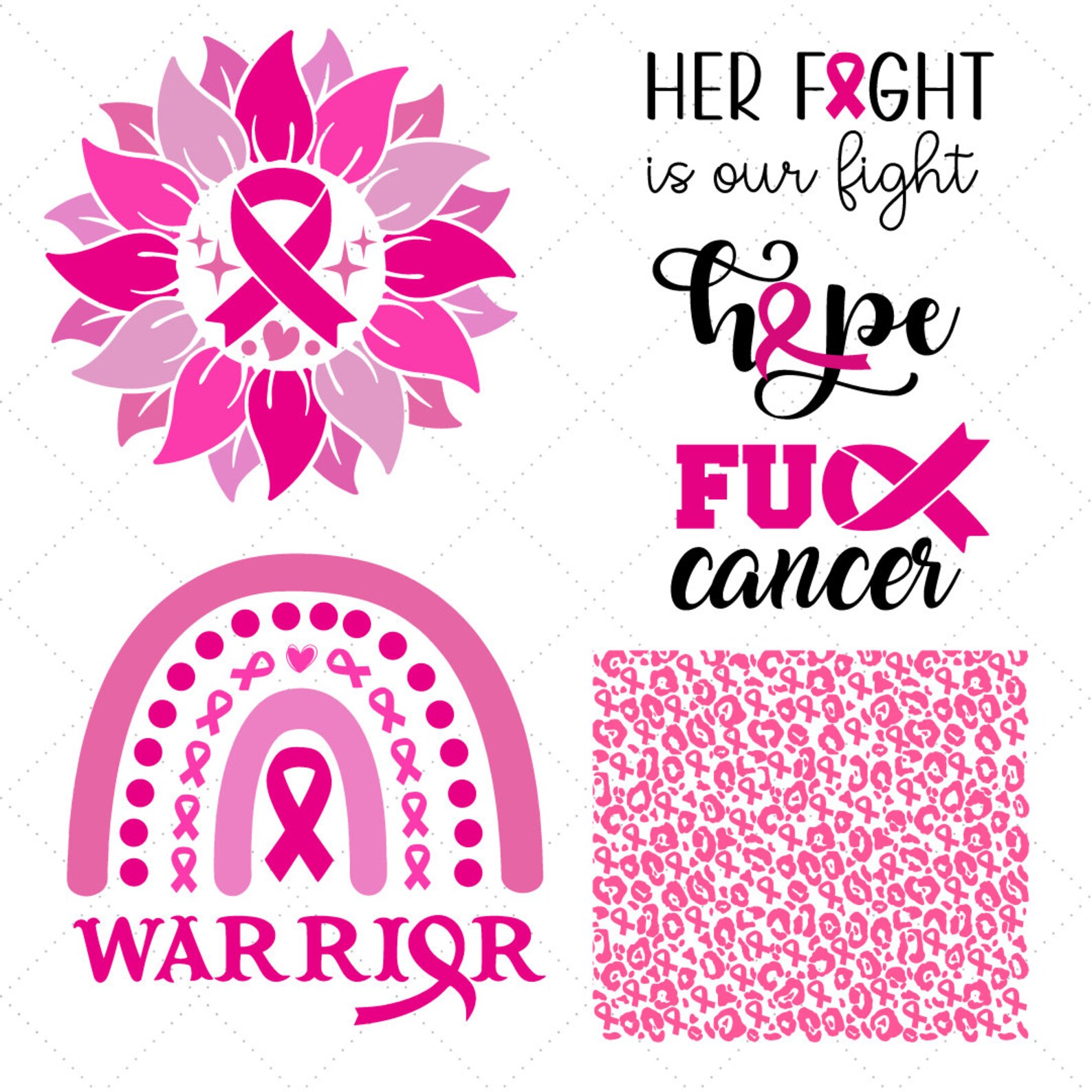 Cancer Awareness SVG Bundle Breast Cancer SVG Pink Ribbons - Etsy