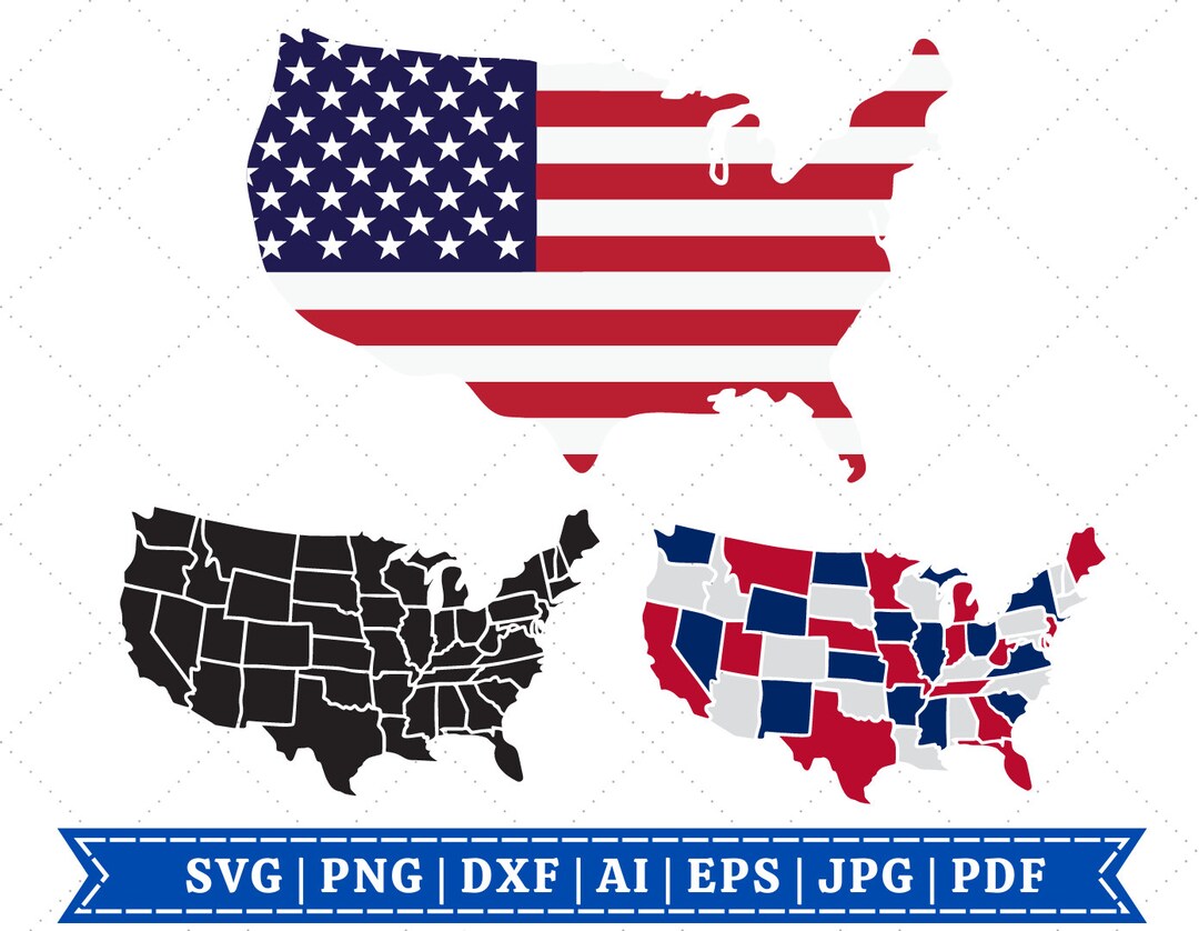 USA Map Flags SVG Bundle, 4th of July America SVG, Sparkly America Svg ...