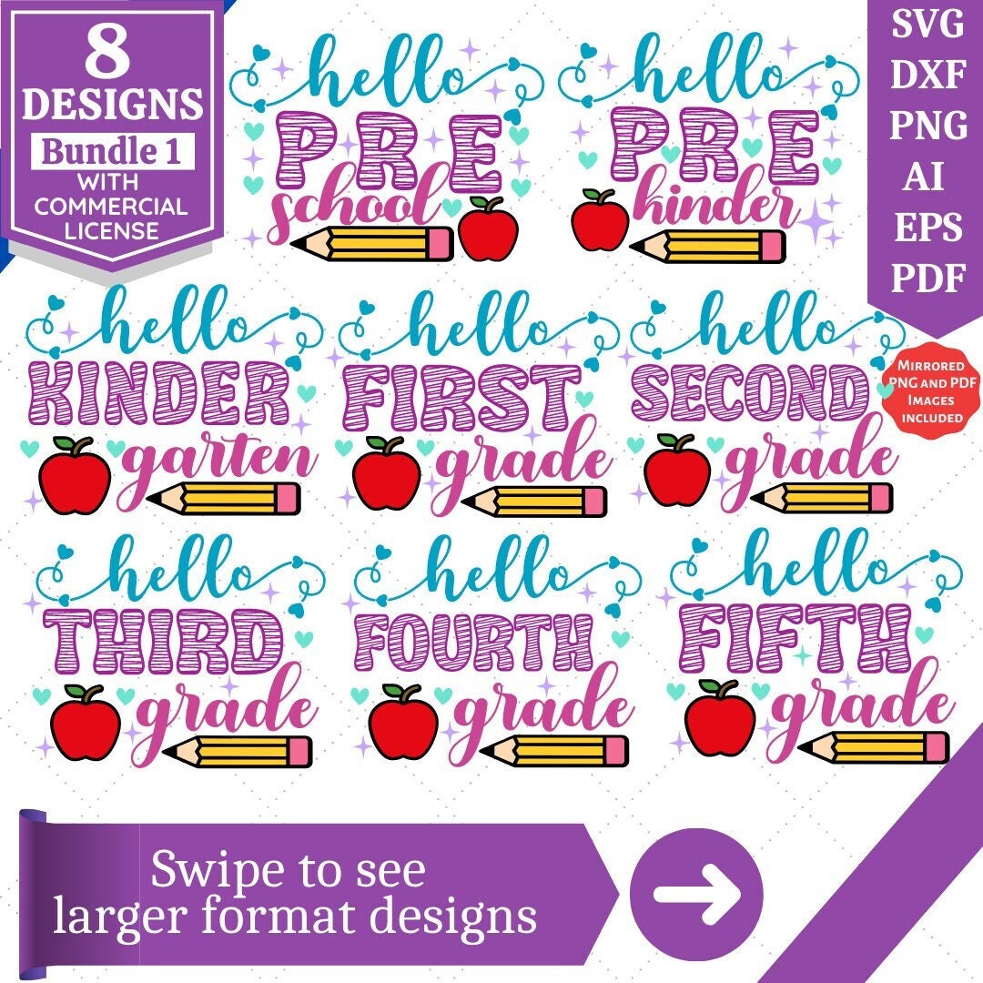 Back to School SVG Bundle | School Grade SVG | School Grade SVG ...